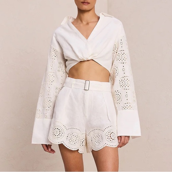 A.L.C. | Shorts | Nwt Alc Milos Linen Eyelet Shorts In White Size New ...